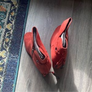Simply Be | Shoes | Simply Be Red Velour Ankle Boots | Poshmark